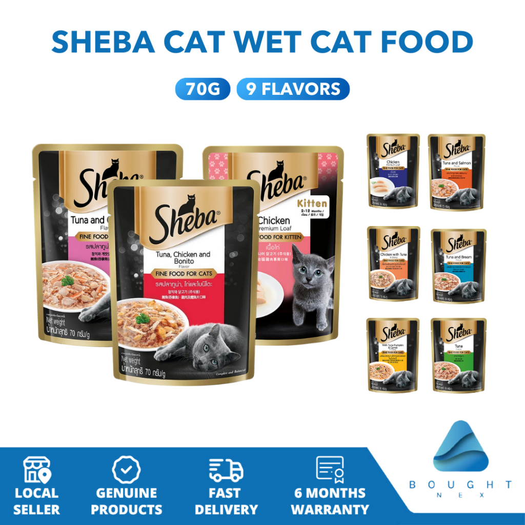 Sheba Cat Nutrient-Rich Premium Pouch Wet Cat Food 70g - Delicious ...