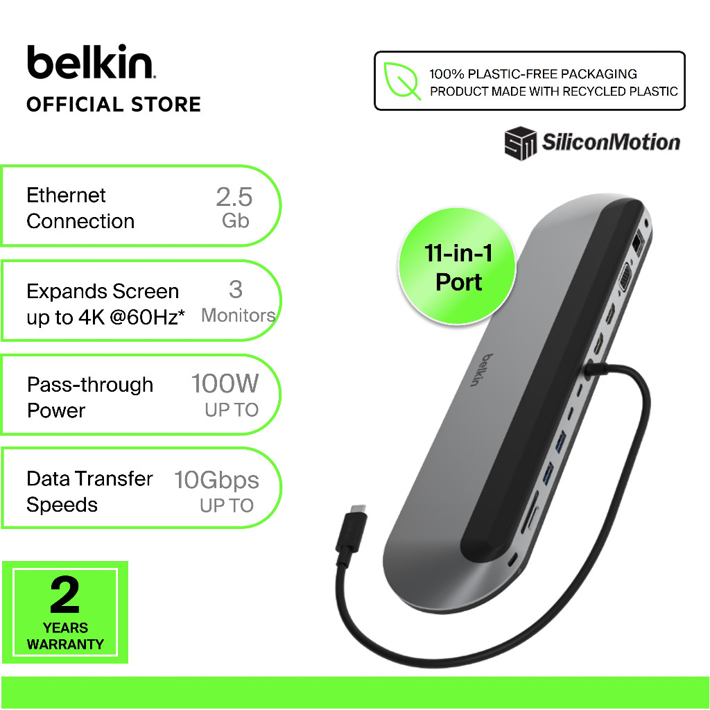 Belkin INC014btSGY Connect Universal USB-C 11-in-1 Pro Dock (mac ...