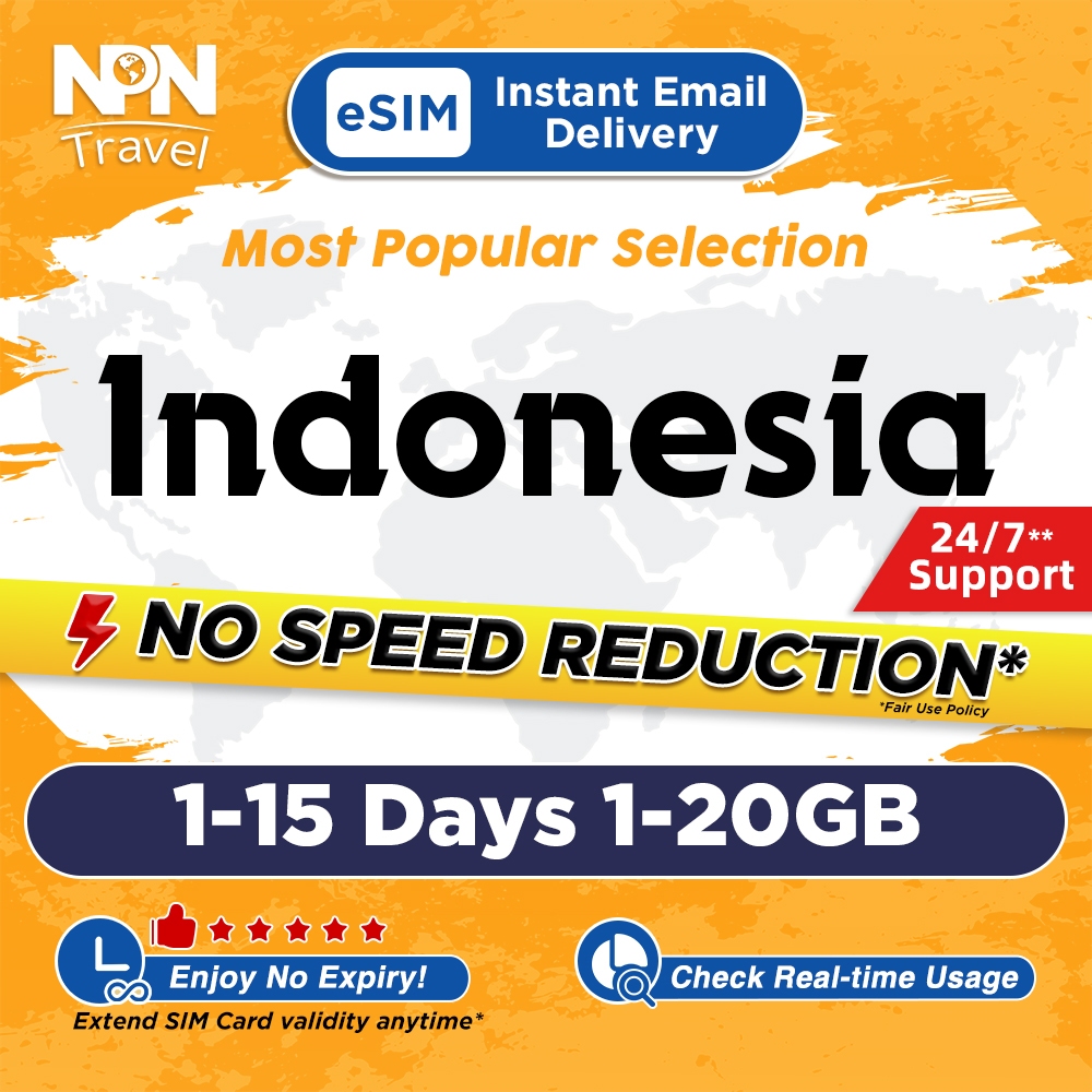 Indonesia eSIM Ultra 1-15Days 1-20GB 5G/4G Data | Instant Email ...
