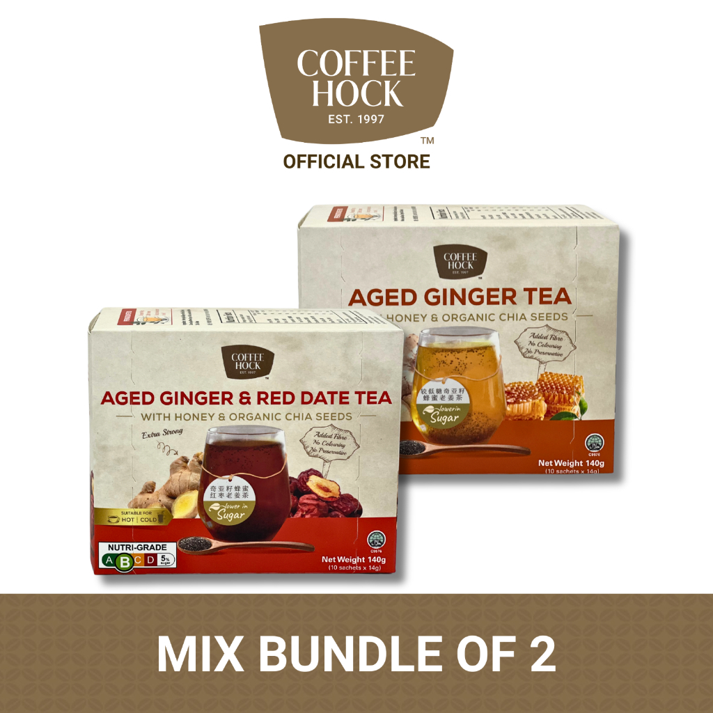 [Mix Bundle of 2] Aged Ginger & Red Date Tea with Organic Chia Seeds 10 ...