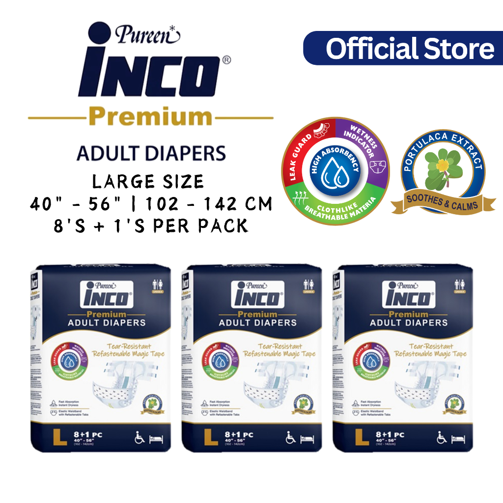 INCO Premium Adult Diaper (L) 8's + 1's x 3 Packs (Bundle Sale ...