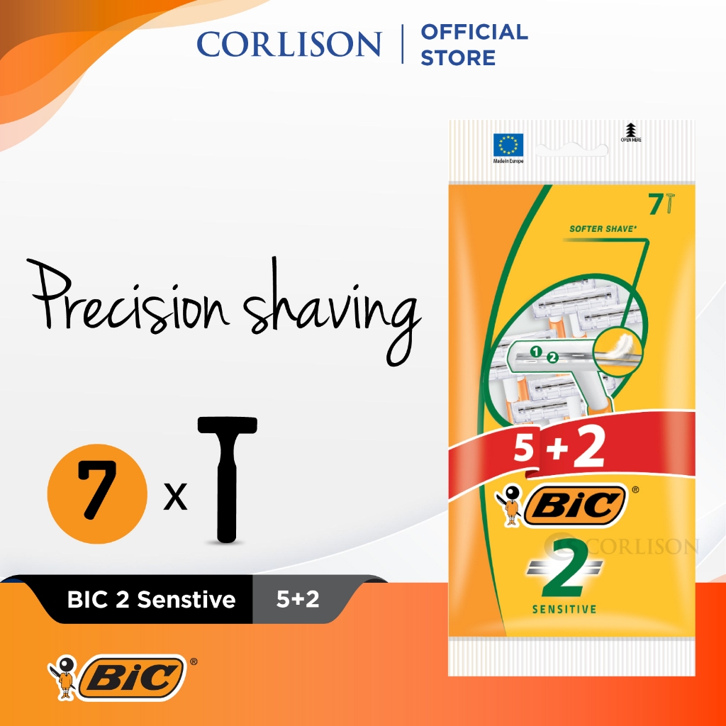 BIC 2 Sensitive Disposable Razor for Men - Twin-Blade, Long Handle ...