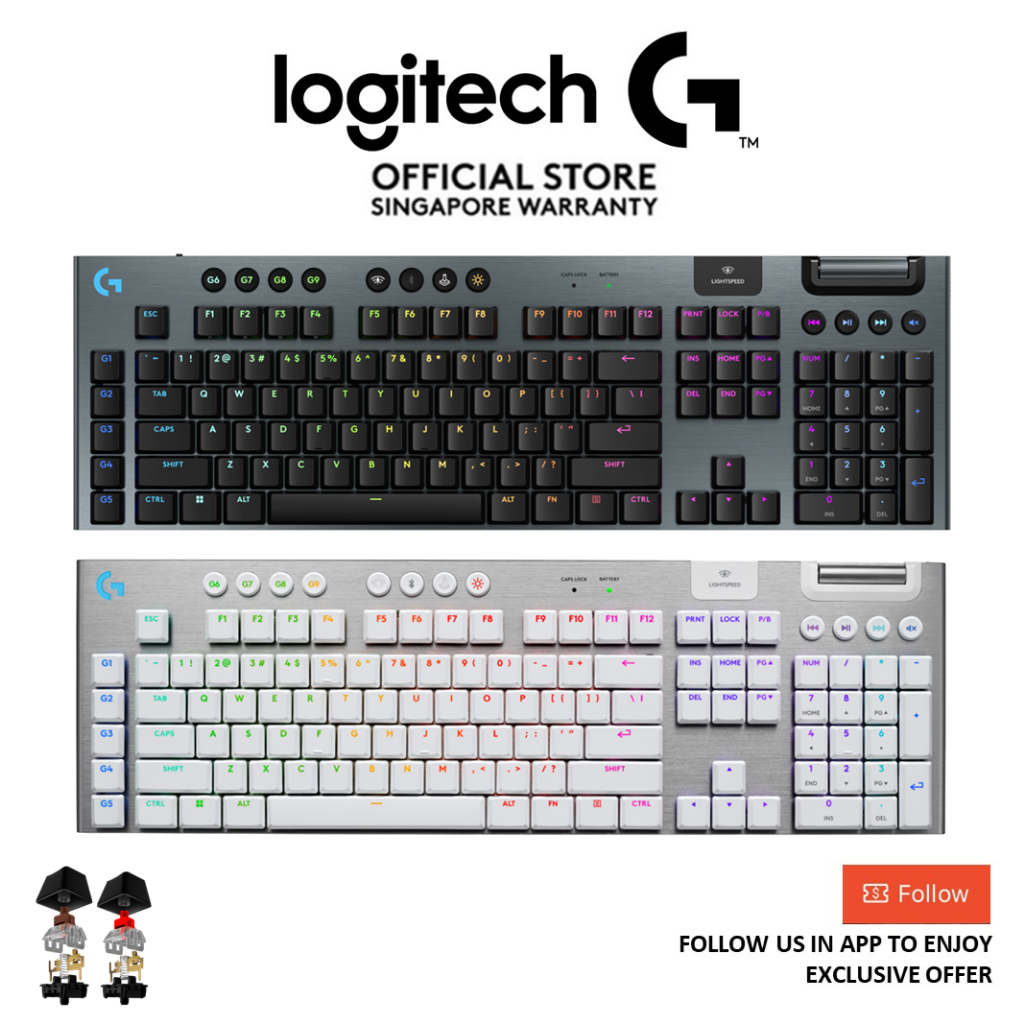 Logitech G915 X Lightspeed Bluetooth Wireless Low Profile RGB Keyboard ...
