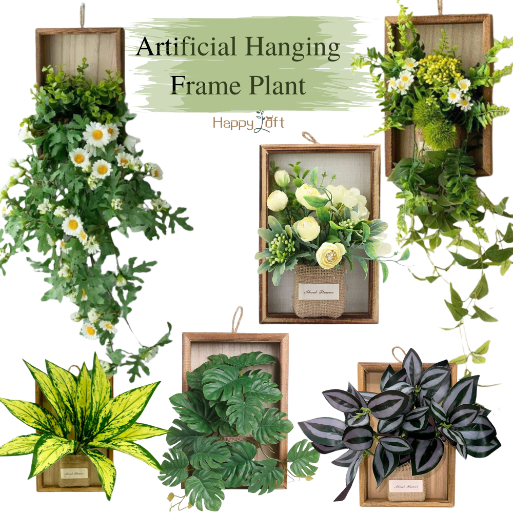 [SG SELLER]Artificial Frame Plant Hanging Wood Frame Vintage Plant Home ...