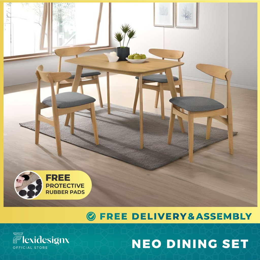 120 Chair 5 Room Solid Wood 150cm Table Bench / HDB Dining Set ...