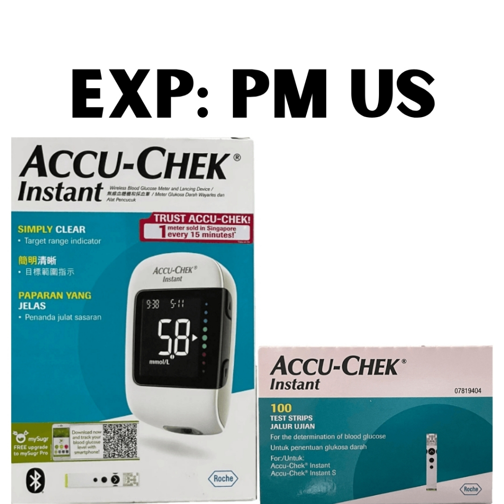 Accu Chek Instant Meter + Test Strips 100's Blood Sugar Monitor Glucose ...