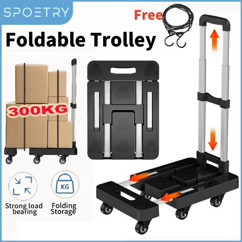 Foldable Trolley with Wheels / Heavy Duty 6-Wheels 300KG Luggage Cart ...