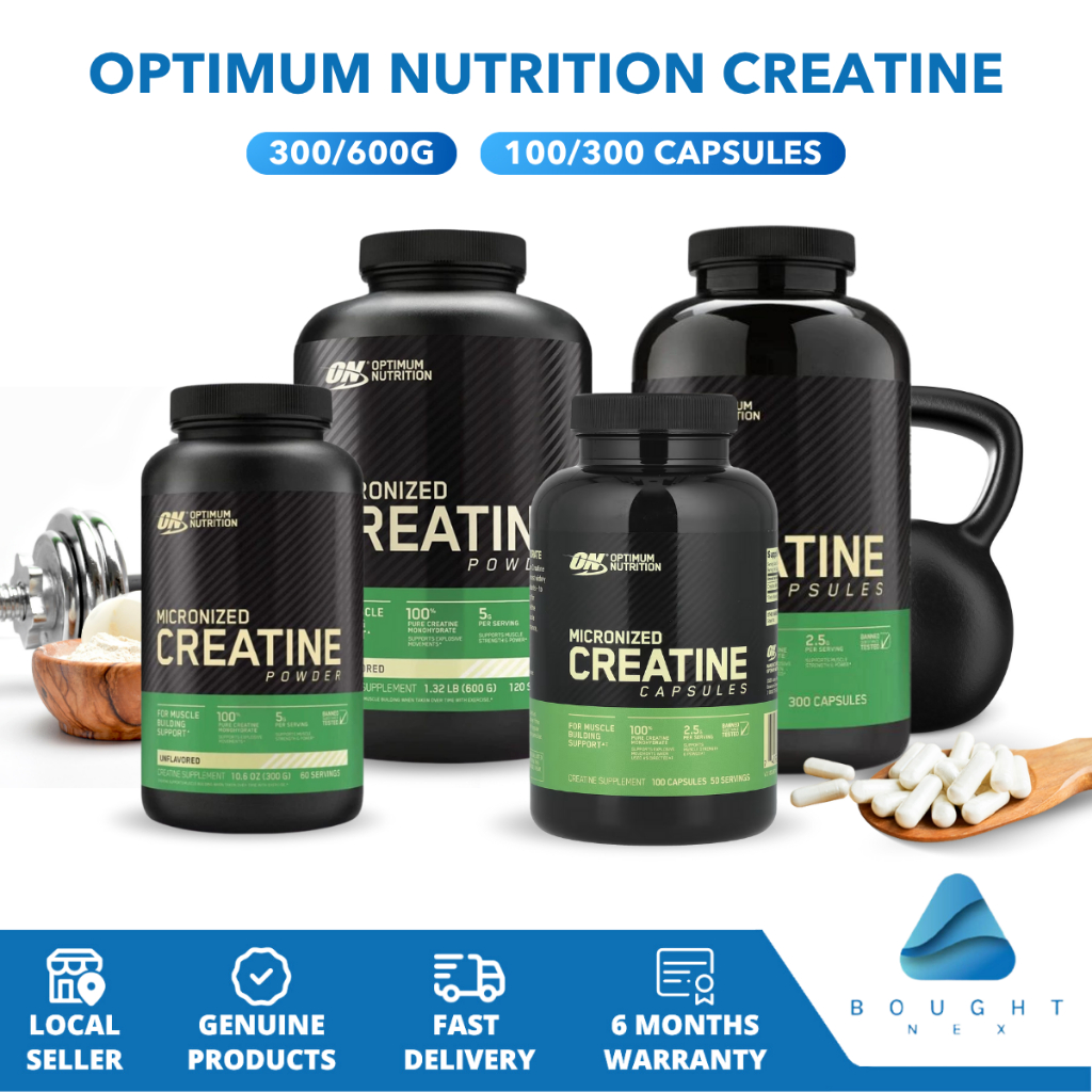 Optimum Nutrition Creatine Powder Capsules 300g/600g/100 /300 Cap Boost ...
