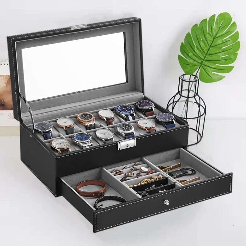 [ SG Stock ] 3/6/12 Slots PVC Watch Storage Box / Watch Display Box ...