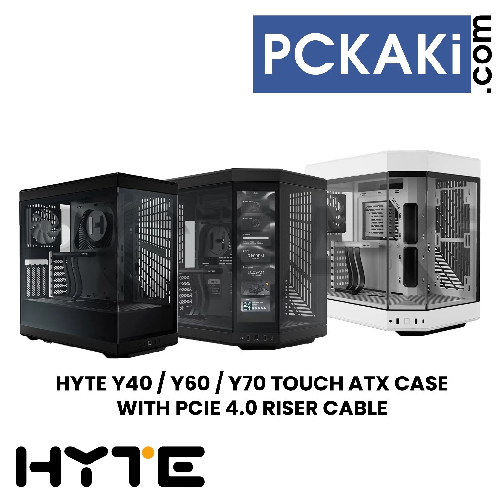 HYTE Y40 Y60 Y70 TOUCH INFINITE LCD KIT TEMPERED GLASS CHAMBER DESIGN ATX CASE PCIE 4.0 RISER ...