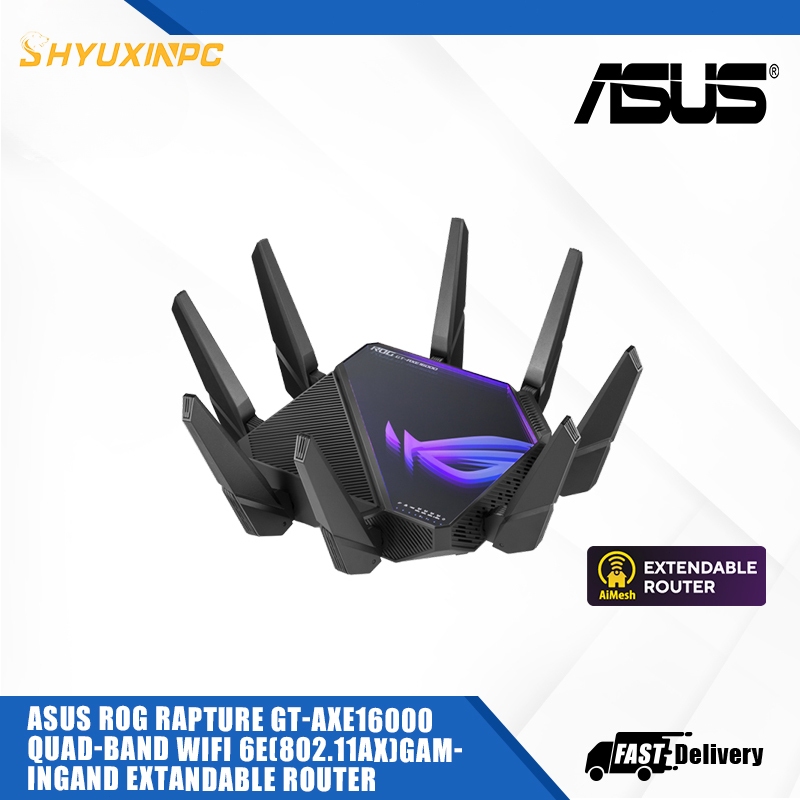 ASUS ROG Rapture GT-AXE16000 quad-band WiFi 6E (802.11ax) gaming router ...