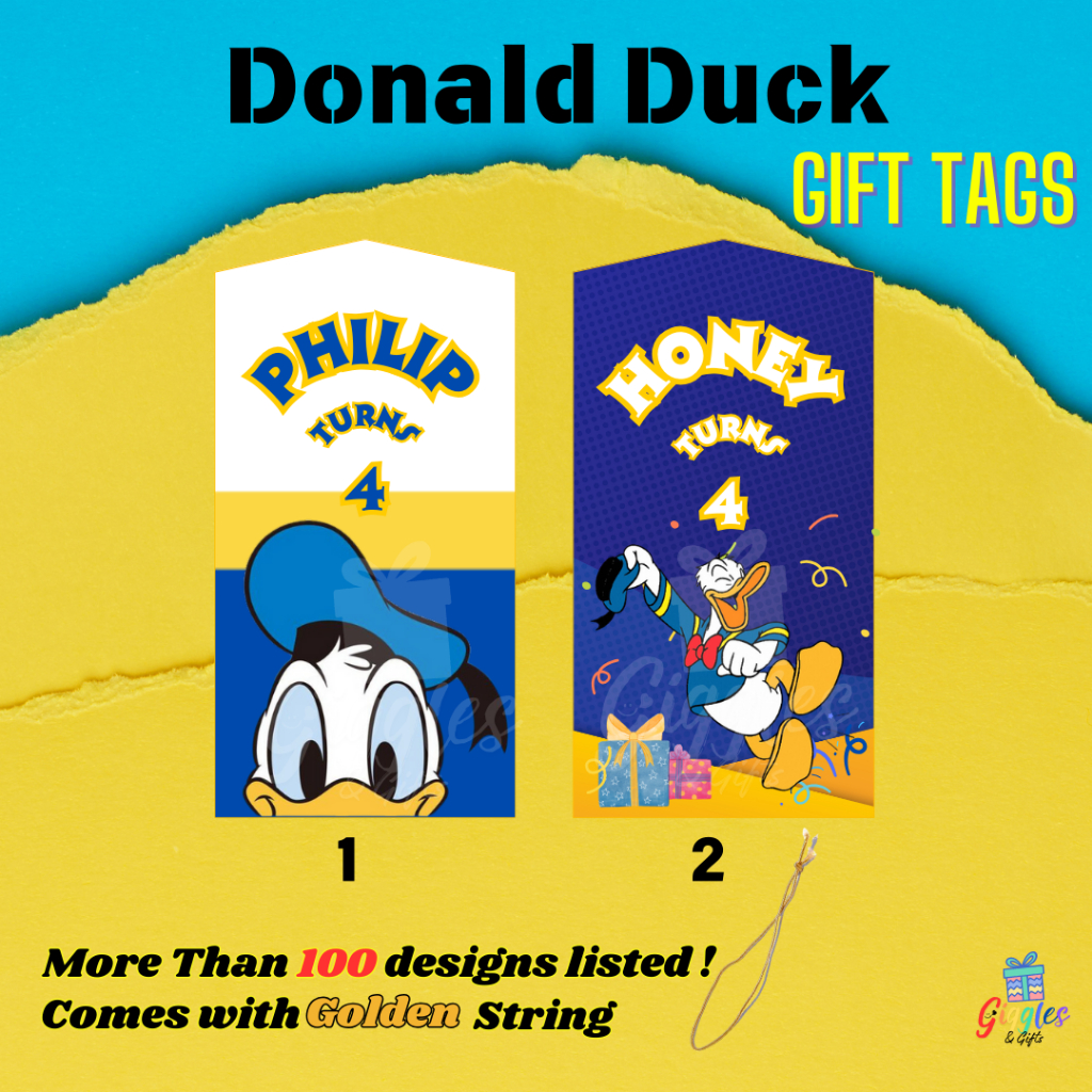 Gift Tag Gift Tags Donald Duck Disney Customised Birthday Gift Tag Kids ...
