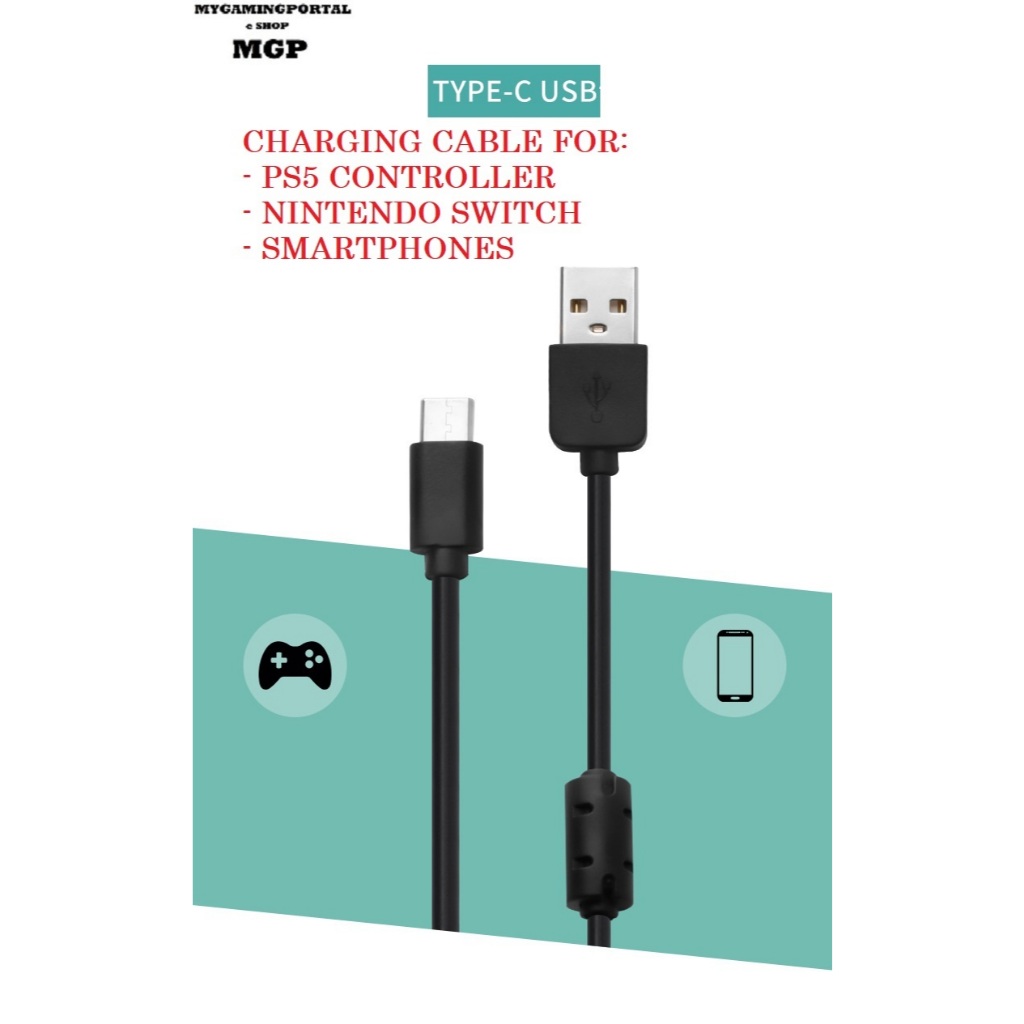 MGP PS5 1.8M LENGTH USB TYPE-C CHARGING CABLE FOR PS5 WIRELESS ...