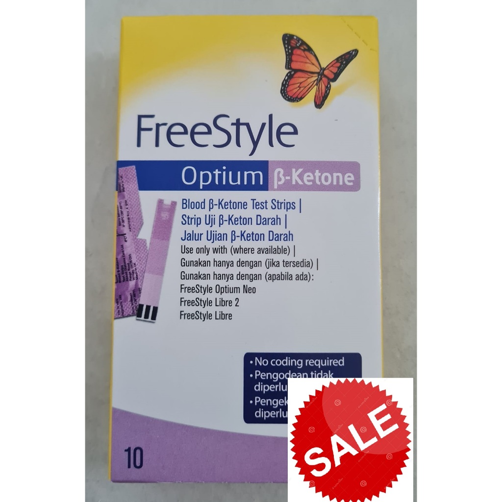 Abbott Freestyle Optium ketone test strips 10s Expiry date: August 2025 ...