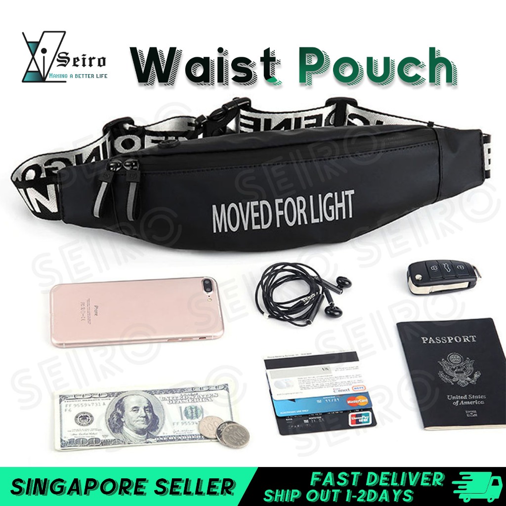【SG】Running Waist Pouch Bag Waterproof Waist Bag with Reflective Line ...