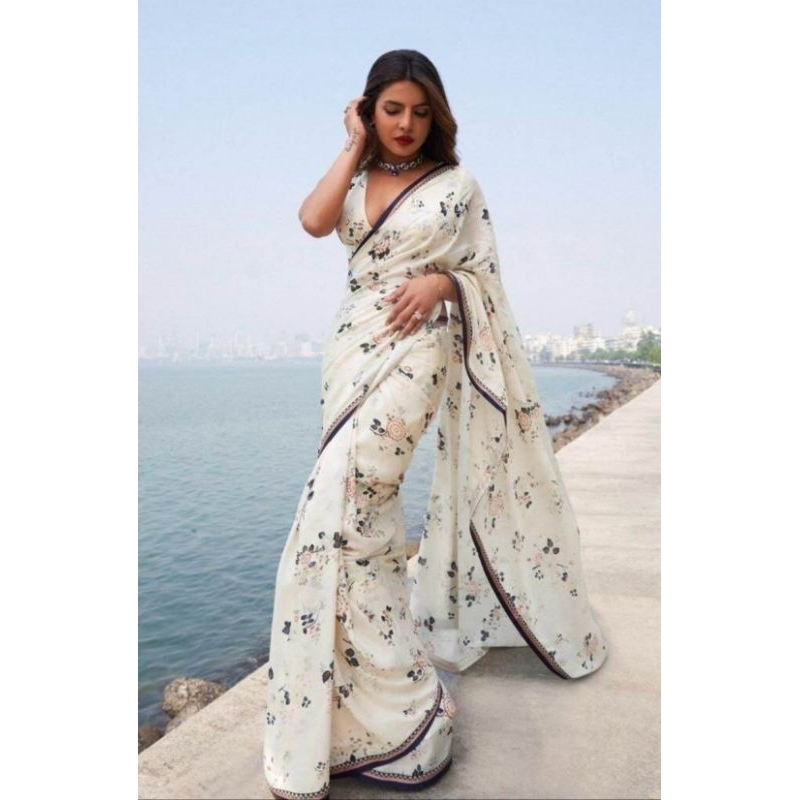 Japan Satin Saree Beautiful Design Sarees for women | Shopee Singapore