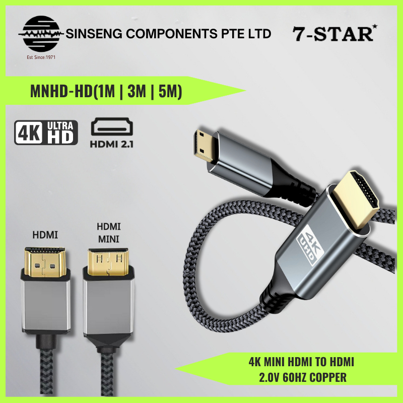 7-STAR* Mini HDMI to HDMI V2.0 4K 60Hz HD 1080P 3D Cable 1M/3M/5M ...