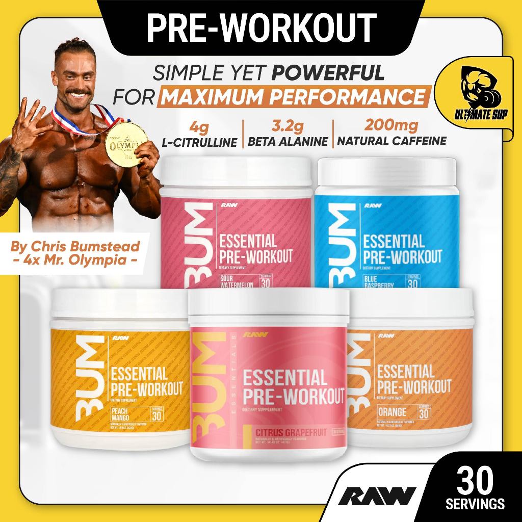 Raw Nutrition Bum, Essential Pre Workout, Intense Energy, Increase ...