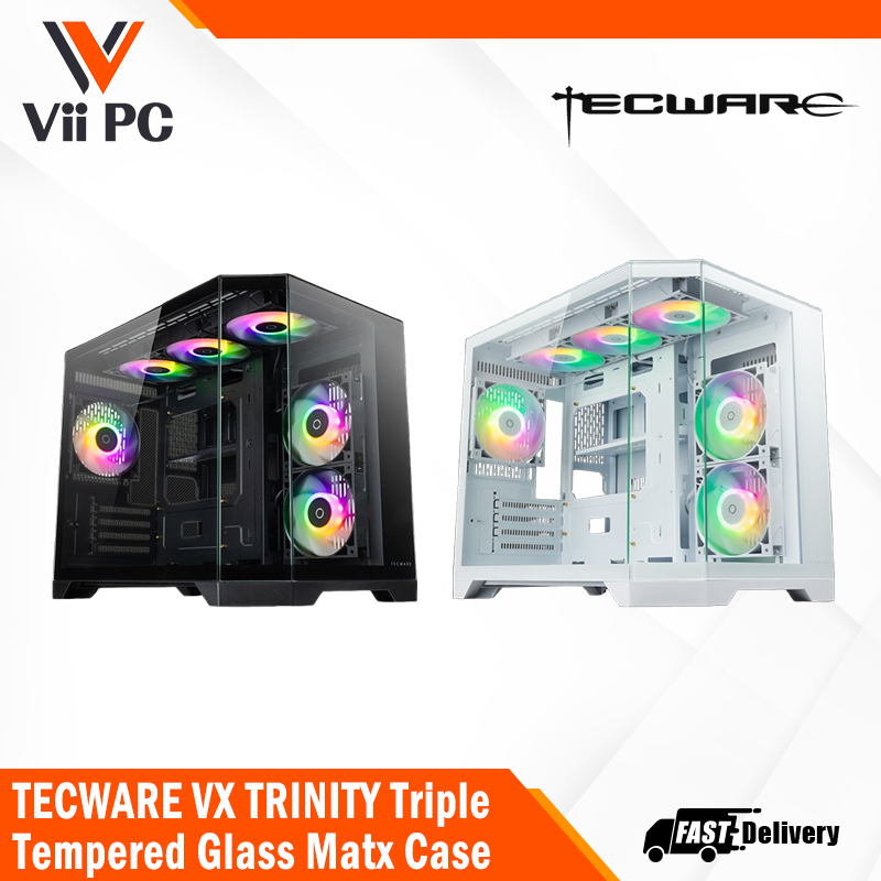 TECWARE VX TRINITY Triple Tempered Glass Matx Case 6 Omni Link ARGB ...