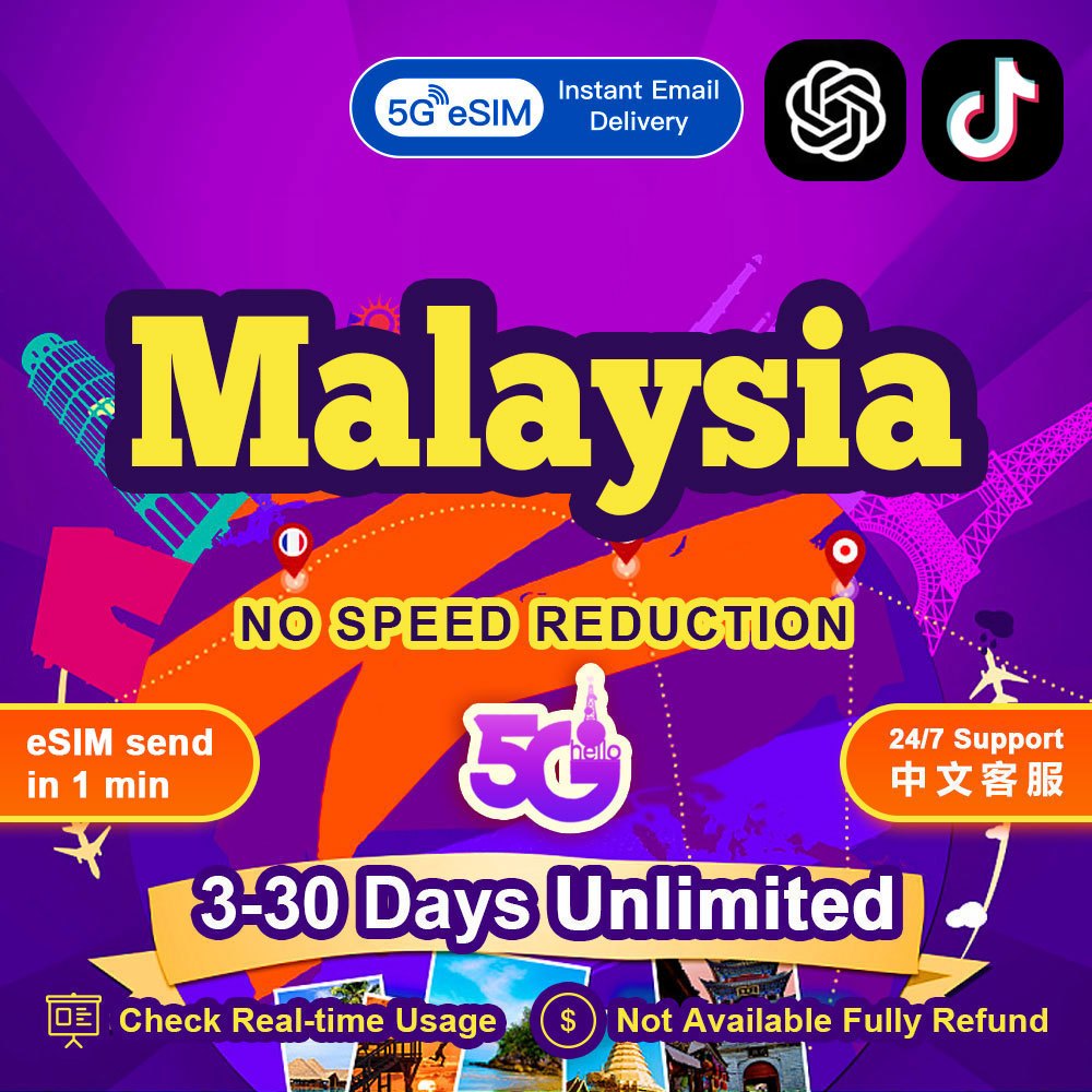 Malaysia eSIM 5G High Speed 1-30 Days 5GB-30GB Unlimited Data CelcomDigi eSIM Card | Shopee ...