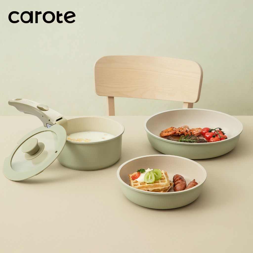 CAROTE Green Colour detachable Pots and Pans set 7pcs removable handle ...