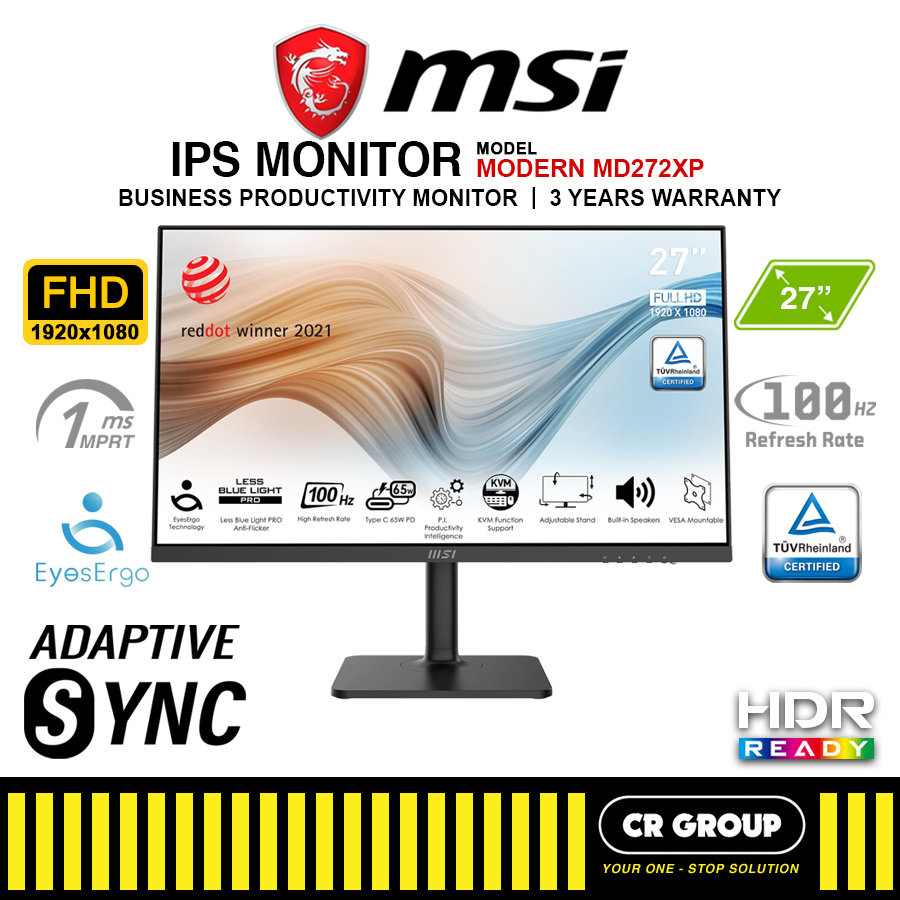 MSI Modern MD272XP/MD272XPW 27-inch FHD 100Hz IPS Monitor (3Yrs MSI Warranty) | Shopee Singapore