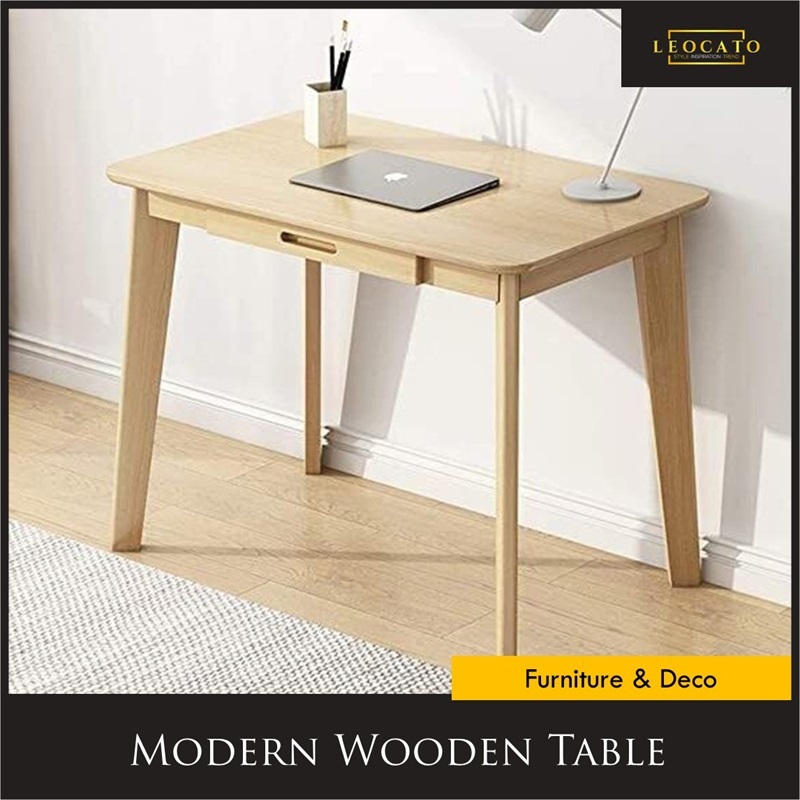 Modern Solid Wood Study Table Office Desk With Drawer | Shopee Singapore