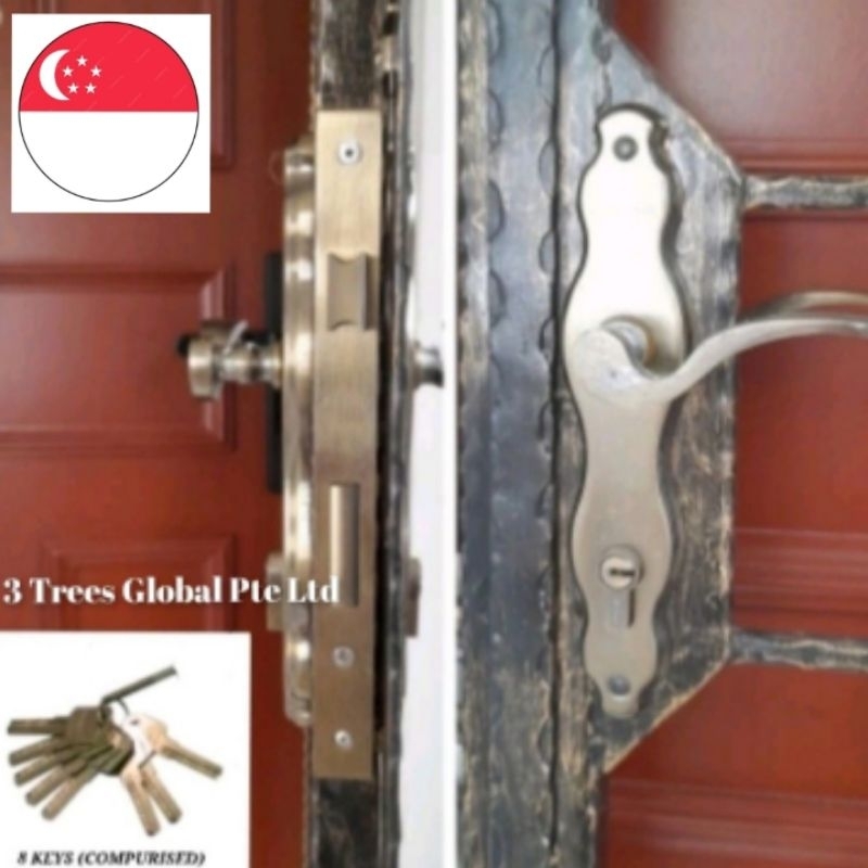 Metal Gate Mortise Lock with Handle & 5 Keys | Shopee Singapore
