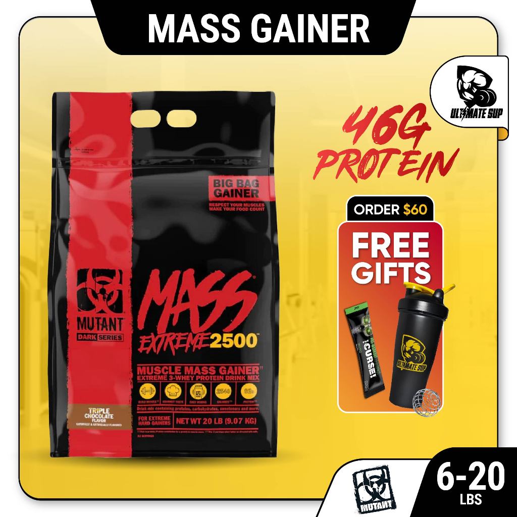 Mutant MASS EXTREME 2500, Muscle Mass Gainer, Whey Protein with high calories for extreme hard ...