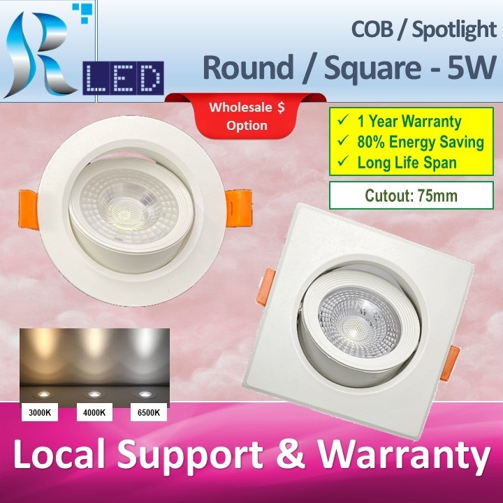 LED Downlight COB / Spotlight - 5W | Shopee Singapore
