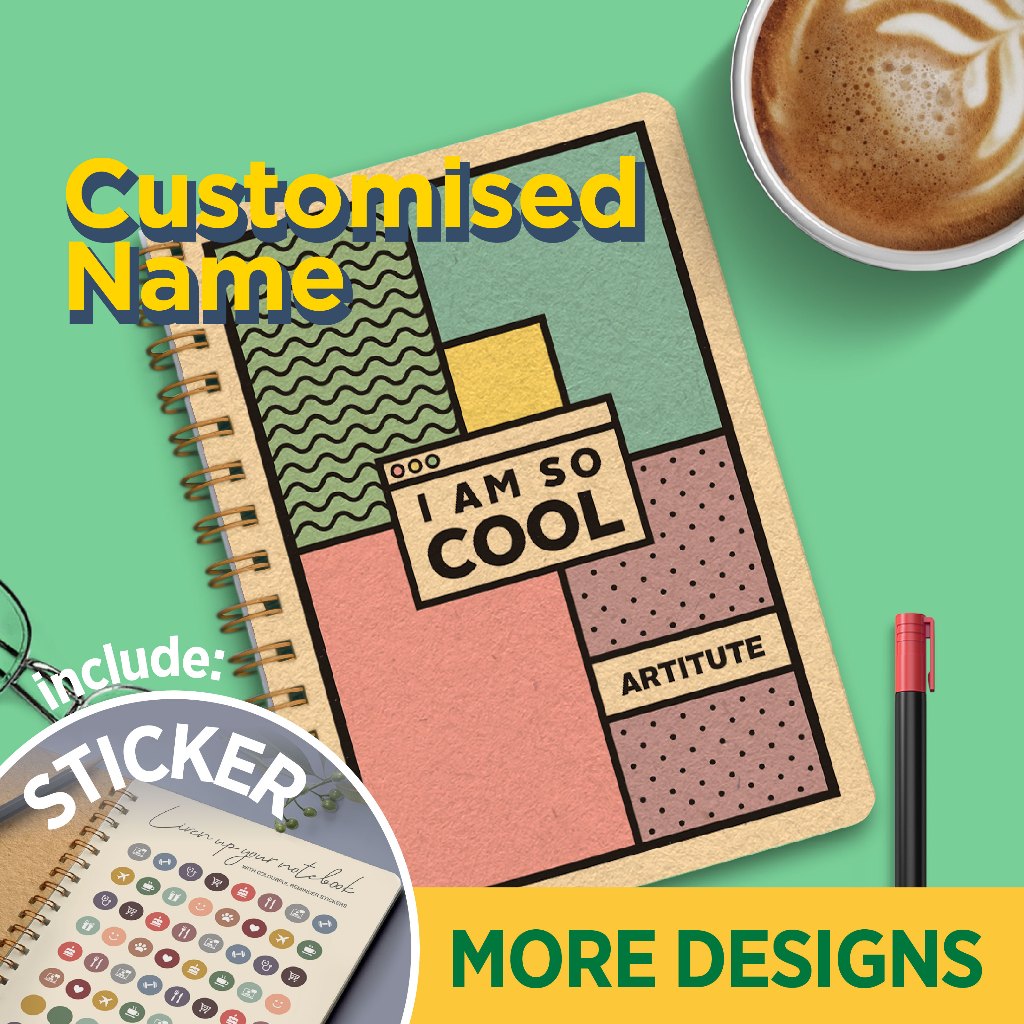 KOOBIQ A5 Notebook 2025 Planner Spiral Bind Sticker Customised Name ...