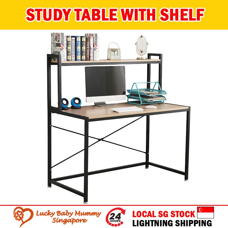 Simple Table with Bookshelf Computer Table Study Desk Bedroom Student ...