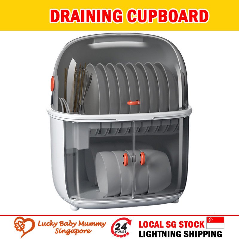 Dish Rack Double Tiers Draining Dishware Storage Box Plate Cutlery ...