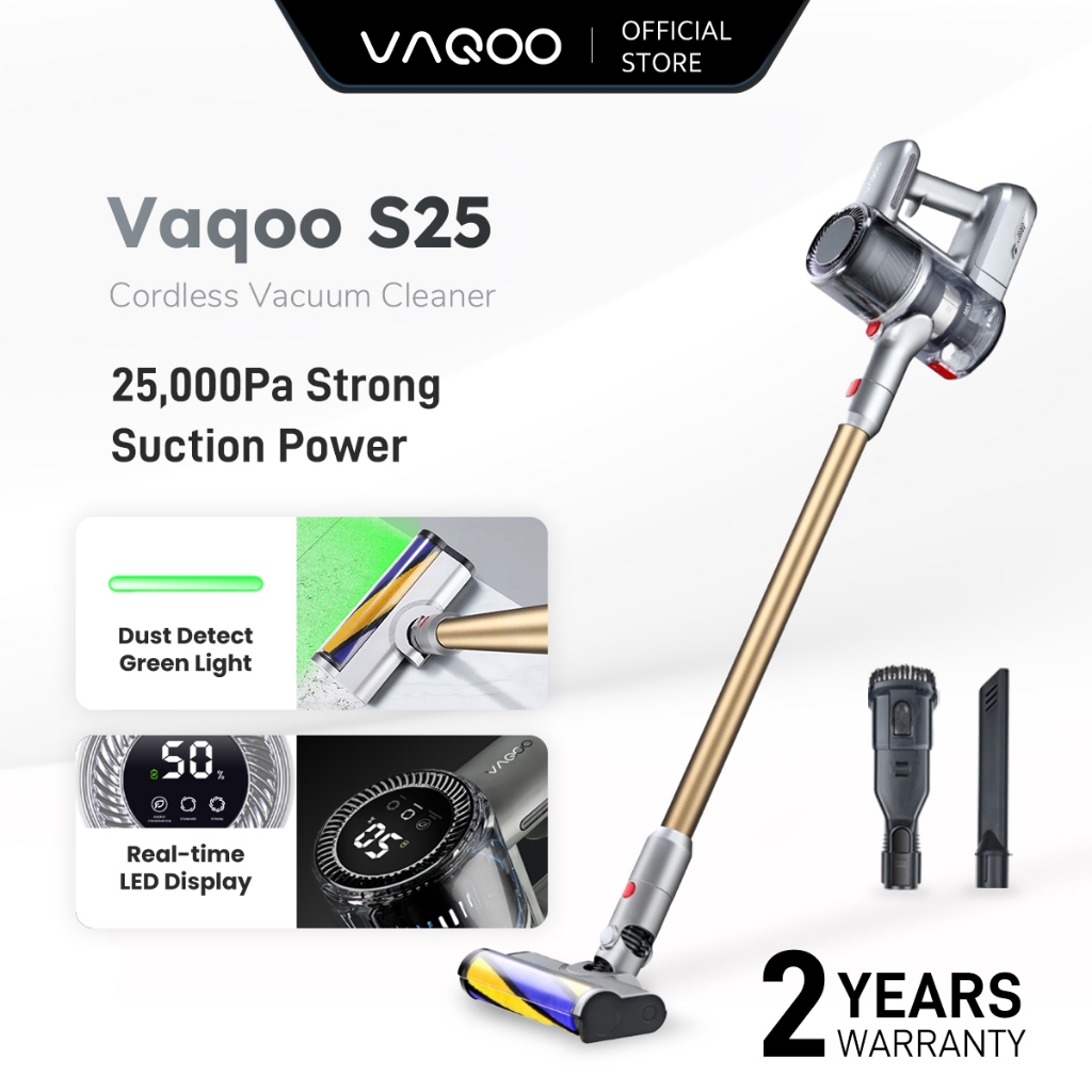 Vaqoo S25 Cordless Vacuum with Dust Detect Green Light 25,000Pa Suction ...