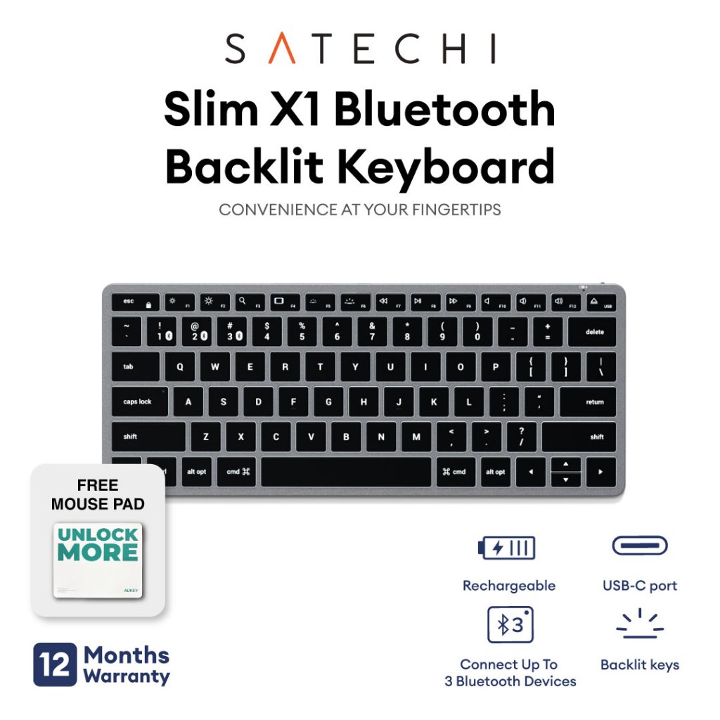 Satechi Slim X1 Bluetooth Backlit Keyboard | Shopee Singapore