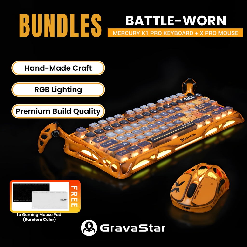 GravaStar Mercury K1 Pro SE Keyboard + Mercury X Pro 8KHz Gaming Mouse ...