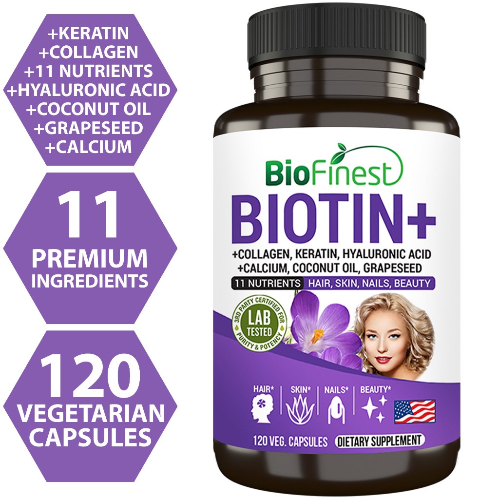 Biofinest Biotin+ Hair Skin Nails Beauty - Calcium Zinc Marine Collagen ...