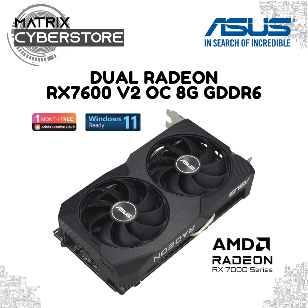 ASUS AMD Dual Radeon RX 7600 V2 OC Edition 8GB GDDR6 Graphics Card ...