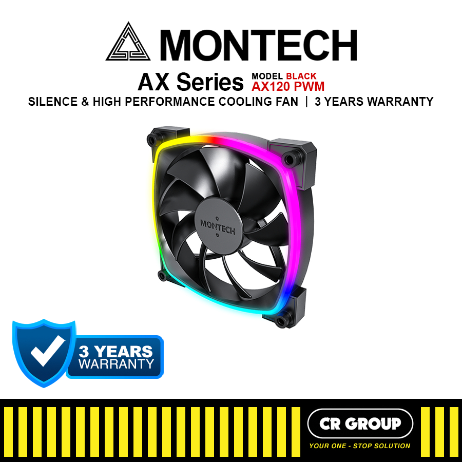 MONTECH AX120 ARGB PWM Black Cooling Fan (3Yrs Warranty) | Shopee Singapore