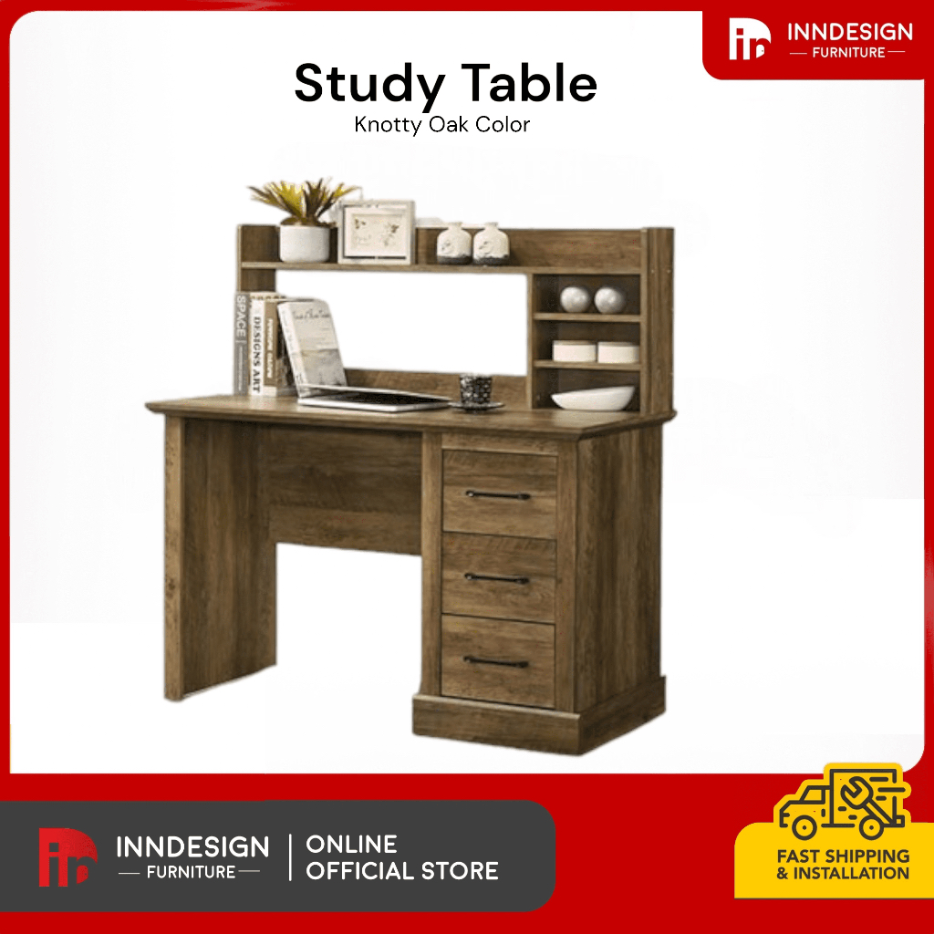 [LOCAL SELLER] [READY STOCK] MODERN STUDY TABLE WITH DRAWERS (2-3 DAYS ...