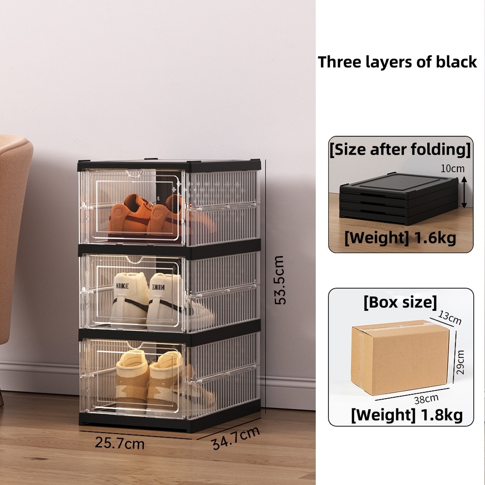 【SG STOCK】Folding shoe box/1/3/6-layer shoe storage box/Organiser ...