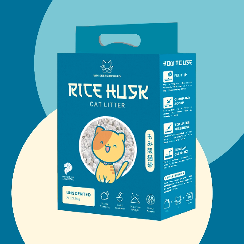 SG Brand RICE HUSK Cat Litter 6 Packs 7L, 2.9KG - Unscented, Natural ...