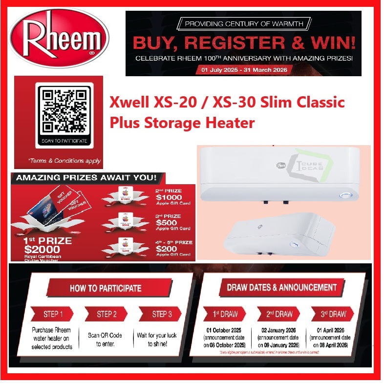Rheem Xwell Slim (XS-20 / XS-30) Classic Plus Storage Heater 20L / 30L ...