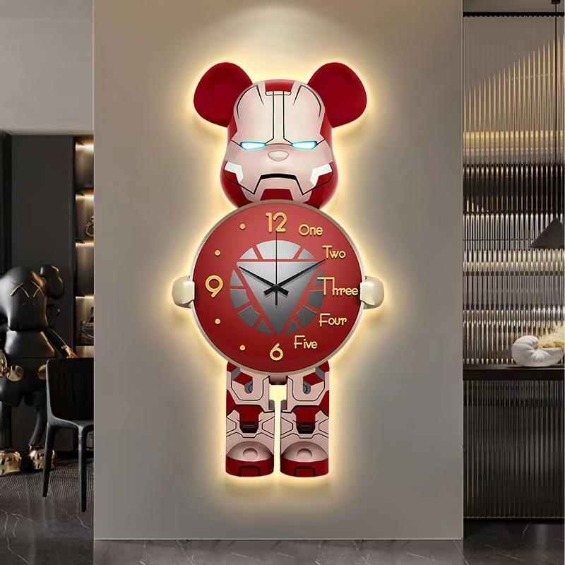 【Some Sg Stock】Violent Bear Clock Bearbrick Wall Clock with Lamp Living ...