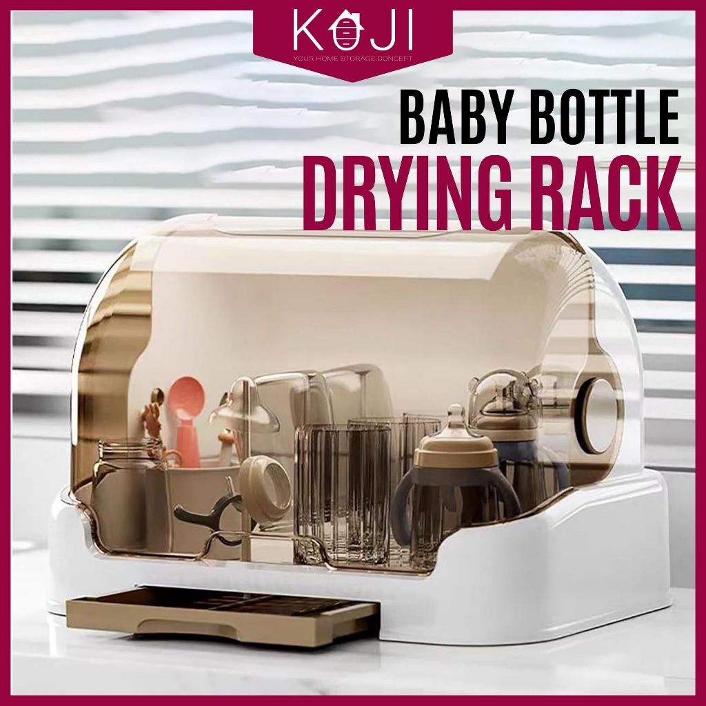 Baby Bottle Drying Rack with Cover Anti Dust Baby Milk Bottle Storage ...