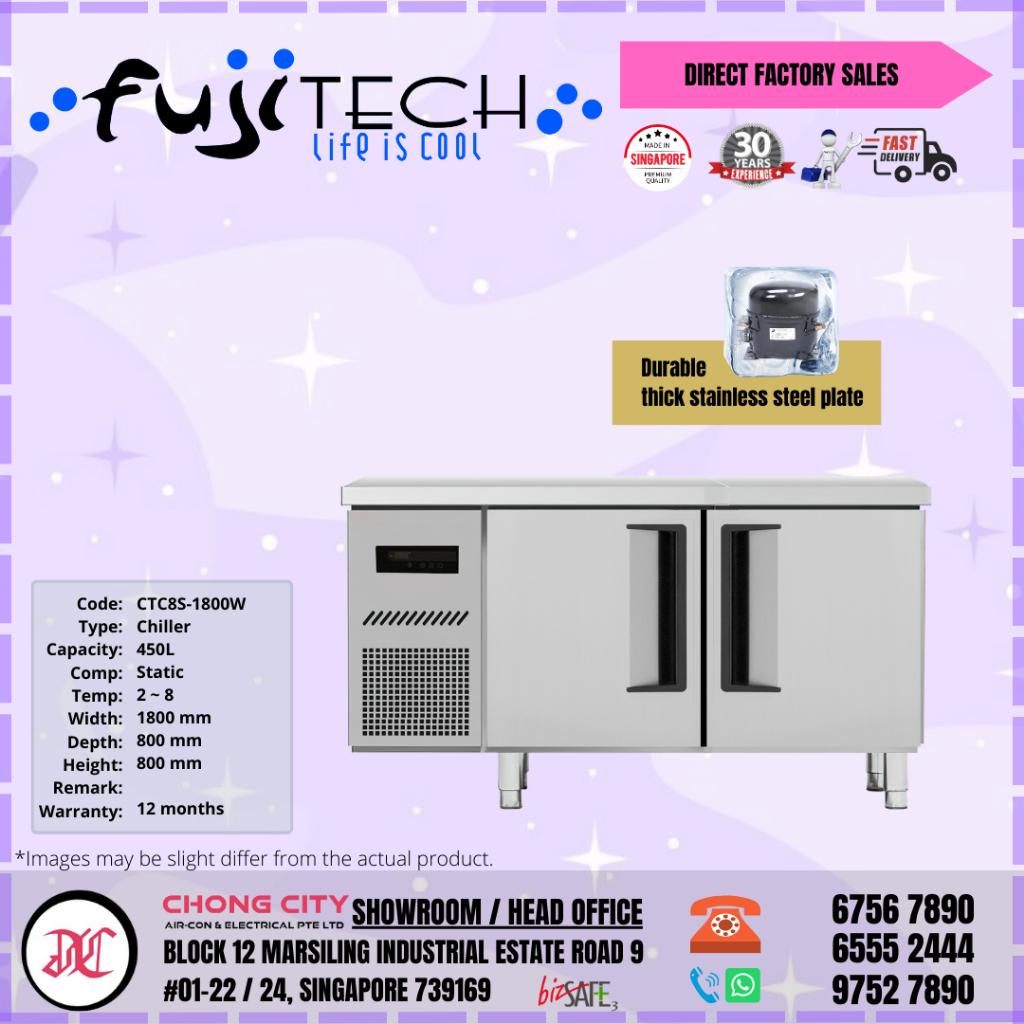FUJITECH 2 Door Countertop Chiller 450L(Static)-CTC8S-1800W | Shopee ...