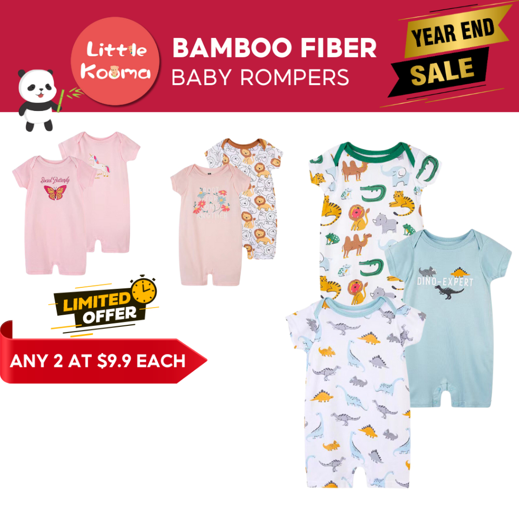 Hudson Baby Bamboo Fiber Baby Romper Envelope Neck Onesies For 0-12m ...