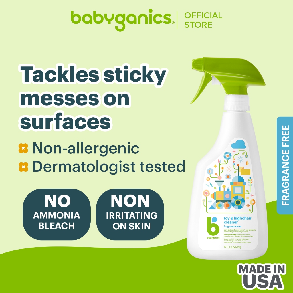 Babyganics Toy-Highchair Cleaner Fragrance Free 502ml | Shopee Singapore