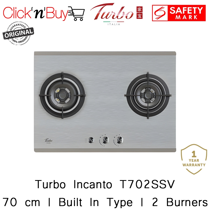 Turbo T702SSV Gas Hob | 70 cm | 2 Burner | Stainless Steel SUS304 ...
