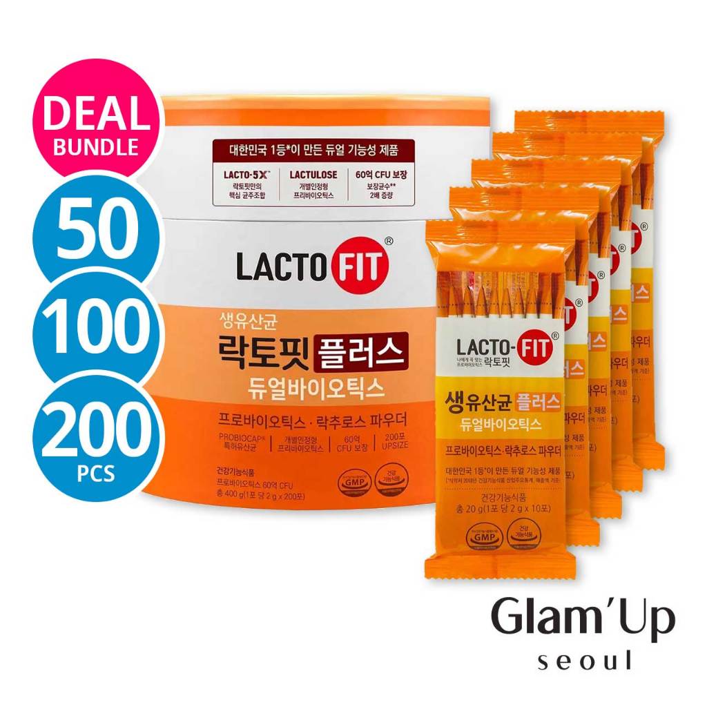 🇰🇷[Lacto Fit Plus] 5X Dual Biotics Lactulose Powder (50/100/200pcs ...